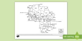 Topographic Map of Africa with Labels (teacher made)