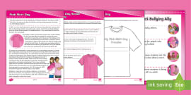 Pink Shirt Day Poster | Colouring Sheets | Twinkl | Pink