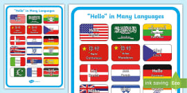 Hello in Multiple Languages Flag Posters (Teacher-Made)