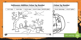 Halloween-Themed Colour by Addition (teacher made) - Twinkl