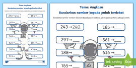 Bundarkan Nombor di Atas Garisan - Twinkl