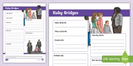 Ruby Bridges Fact File Template, civil rights, USA, Black history