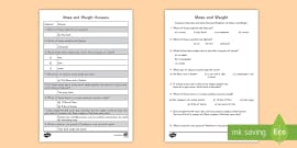 Compare, Solve and Describe Practical Problems for Mass and Weight ...
