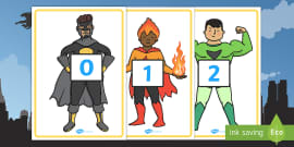Superhero Number Cards 0-20 - Superheroes Numeracy Primary