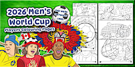 2026 Men's World Cup Players Colouring Bookmarks