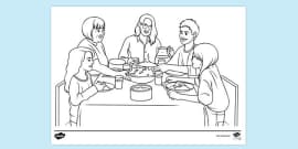 FREE! - Eating Christmas Dinner Colouring Sheet | Twinkl