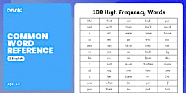 First 100 High Frequency Words