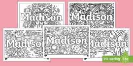 FREE! - Madison Name Simple Colouring Activity Sheets