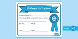 End of Year Editable Kindergarten Diploma (teacher made)
