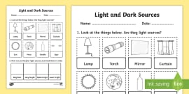 Natural and Man Made Light Source Sorting Activity