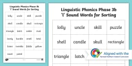 Linguistic Phonics Phase 3b 'l' Sound Bingo Game - Twinkl
