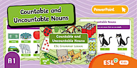ESL Countable and Uncountable Nouns PPT Lesson [Teens, A2]