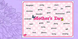 Mother's Day Illustrated Word Mat English/Spanish - Twinkl