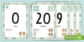 Botanical Themed Square Number Cards (teacher made) - Twinkl