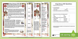 Henry VIII Mind Maps and Worksheets (teacher made) - Twinkl