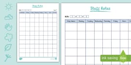 Staff Rota Template ELC (teacher made) - Twinkl