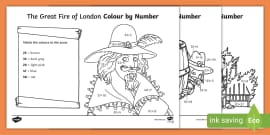 The Great Fire of London Houses Colouring Sheets - Twinkl