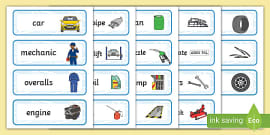Car Garage Word Mat - Primary Resources (teacher made)
