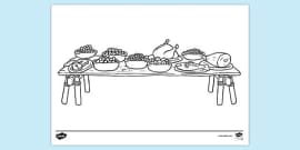 Dinner Time Colouring | Colouring Sheets