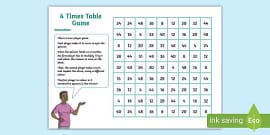 4 Times Table Games - Multiplication And Division Board Game
