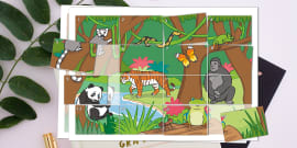 Jungle Animal Jigsaws (teacher made) - Twinkl