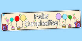 Birthdays Display Banners Spanish Translation (teacher made)