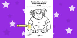 Minibeast Color by Number Addition and Subtraction Up to 20