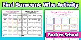 Transition Game Getting to Know You Bingo - New Class Bingo