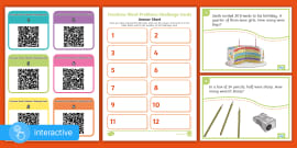 Year 5 NAPLAN-Style Word Problem Cards with QR Codes - Set 1