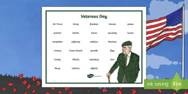 Veterans Day Word Cards (Teacher-Made) - Twinkl
