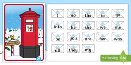 Phase 3 Tricky Words Christmas Scene Magnifying Glass Worksheet / Worksheet