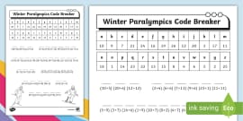 KS2 Paralympic Winter Games Crossword (teacher made)