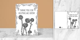 Thank You For Helping Me Grow Card | Twinkl Party - Twinkl
