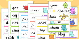 Phase 3 Real and Nonsense Words Word Cards (teacher made)