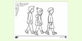 FREE! - crowd of people walking Colouring | Colouring Sheets