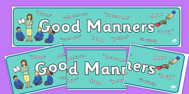 👉 Good Manners Vocabulary Kindergarten Display Posters (teacher made)
