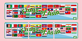 Flags of Asia With Names Word Mat