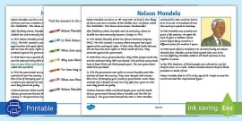 FREE! - Nelson Mandela Worksheet | Mind Map | Mandela Day
