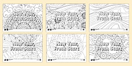 2025 New Year's Resolution Colouring Bookmarks - Twinkl