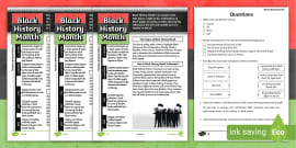 KS1 Black History Month Differentiated Reading Comprehension