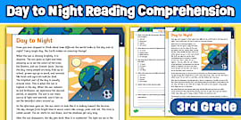 First Grade Day and Night Reading Comprehension Worksheet