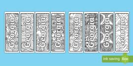 FREE! - Georgia Name Simple Colouring Bookmarks - Twinkl
