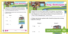 Pagbasa at Pag-unawa Worksheet (Ang Palengke) | Twinkl