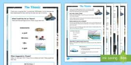 Second Grade The Titanic Reading Passage Comprehension Activity
