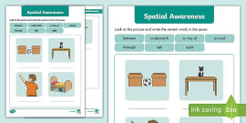 Spatial awareness word mat resource- easy to print. - Twinkl