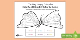 Butterfly Color by Number to Support Teaching on The Very Hungry ...