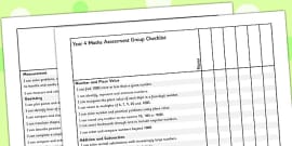 Year 4 Maths National Curriculum Assessment Checklist