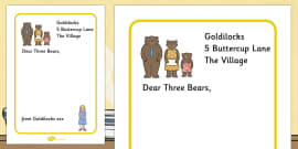 Goldilocks Wanted Template Writing Frames (teacher made)