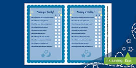 Moon and Stars Themed Baby Shower Game - True or False?