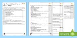 AQA Physics Unit 3 Particle Model of Matter Student Progress Sheet